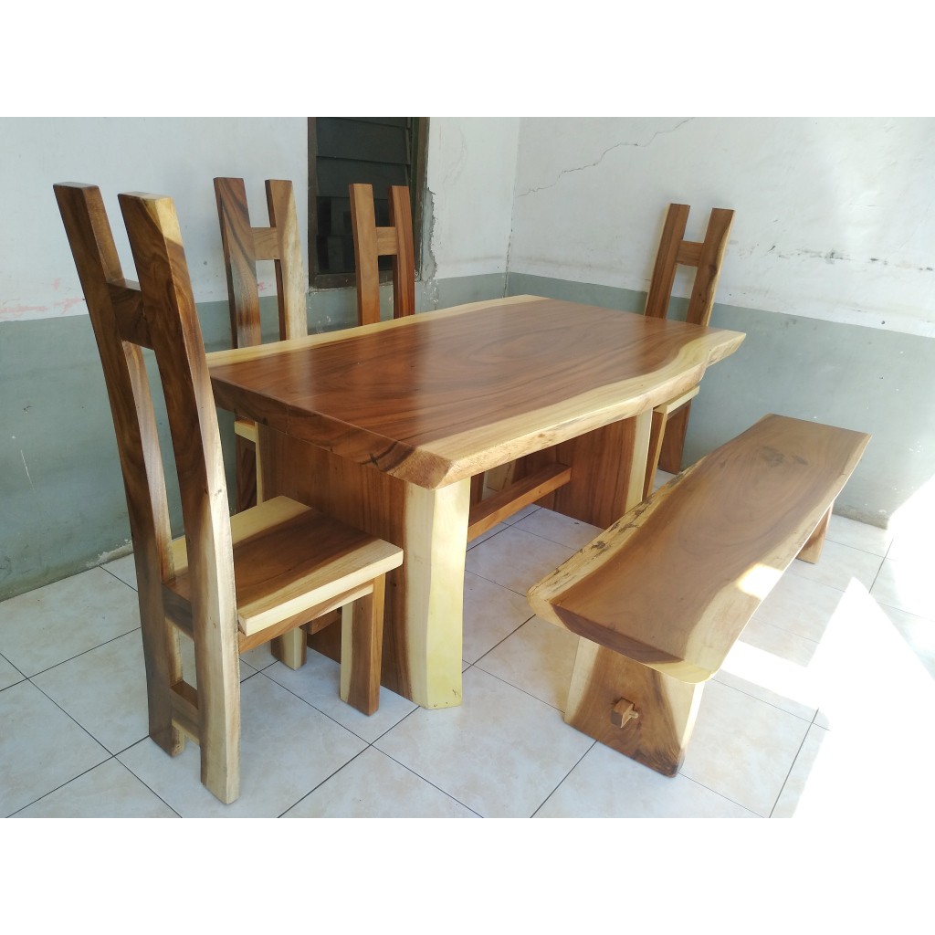 Jual meja dan kursi makan kayu solid | Shopee Indonesia