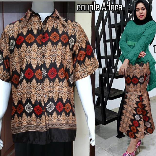 Jual Couple Kebaya Brukat Adora Dan Batik Pria 5 Warna | Shopee Indonesia