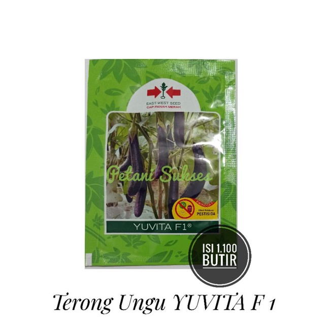 Jual (1.100 butir) Bibit Benih sayuran buah TERONG UNGU YUVITA F1 1.100s Cap Panah Merah ...