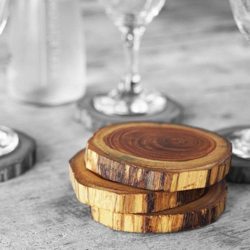 Jual Wood Slice - Wooden Coaster 5 - 10cm Tebal 2cm Kayu Jati | Shopee ...