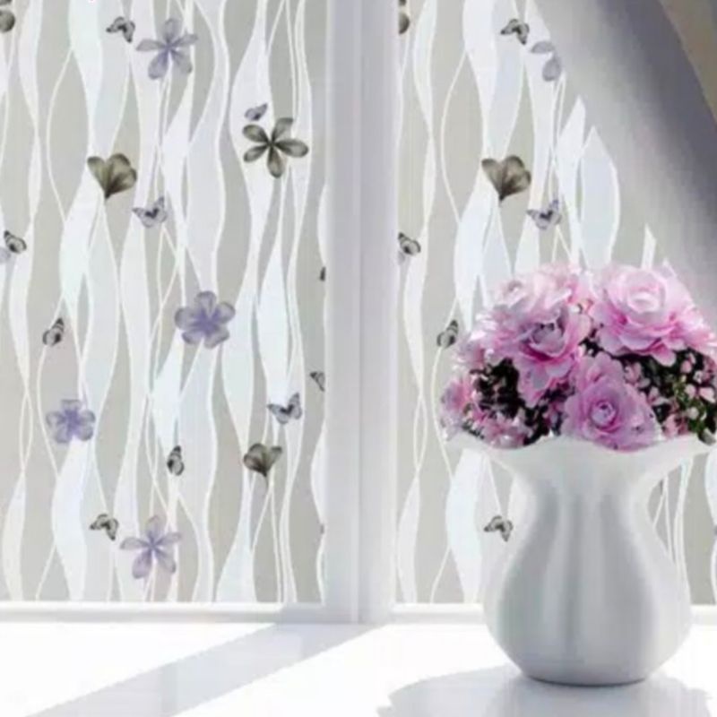 Jual Stiker Sticker Kaca Jendela Pintu Motif Bunga Kupu Kupu L122x50cm ...