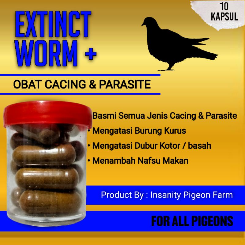 Jual Extinct worm obat cacing untuk merpati isi 10 kapsul | Shopee ...