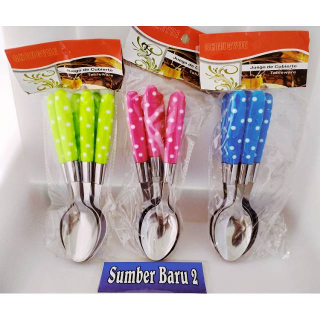 Jual Sendok Makan Stainless Polkadot (isi 6) | Shopee Indonesia