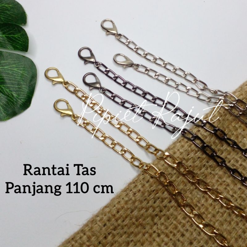 Jual Rantai || Rante Tas Dompet Import Tebal Black Nikel & Gold 110 cm ...