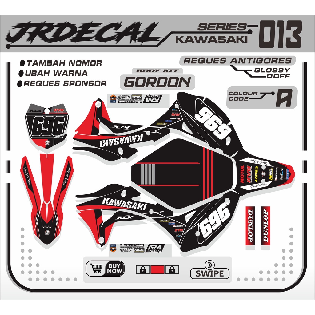 Jual (BISA COD) DEKAL STICKER KLX GORDON CUSTOM VARIASI SIMPLE KEREN ...