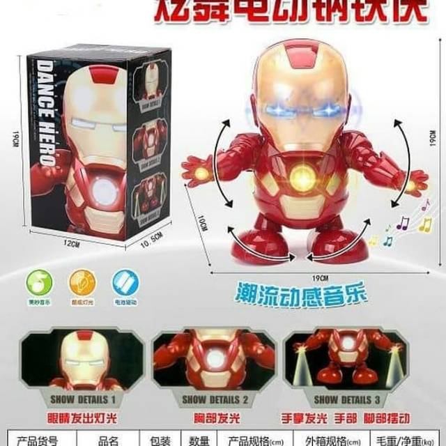 Jual DANCING ROBOT IRON MAN LAMPU LED- MAINAN ROBOT ANAK SUPER HERO ...