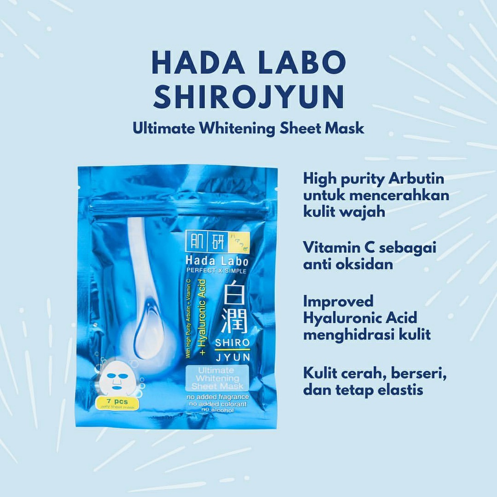 Jual Hada Labo Shirojyun Ultimate Whitening Sheet Mask | Shopee Indonesia