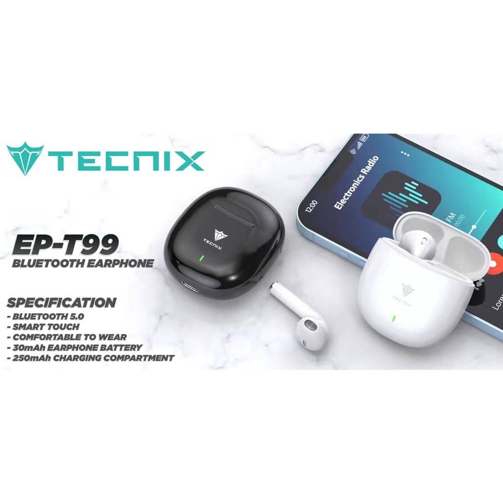 Jual TECNIX EP-T99 BLUETOOTH EARPHONE TWS / Headset Bluetooth Tecnix EP-T99 Original Tecnix ...