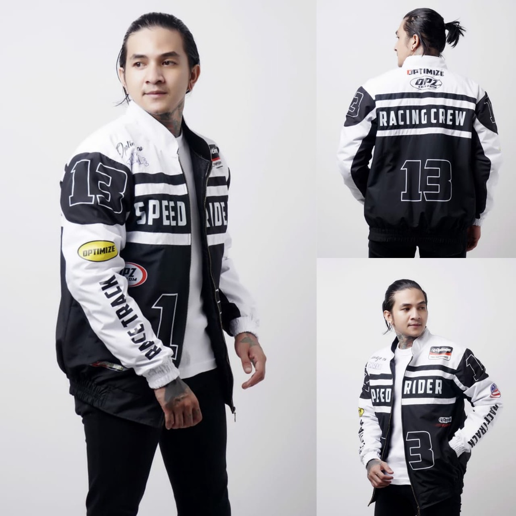 Jual Nascar Jacket Racing Speed Rider Black White Jaket Varsity Pria Wanita Jaket Motor Sunmory ...