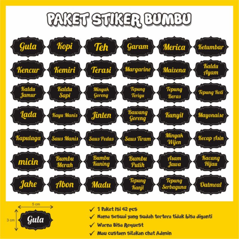 Jual paket stiker bumbu | Shopee Indonesia