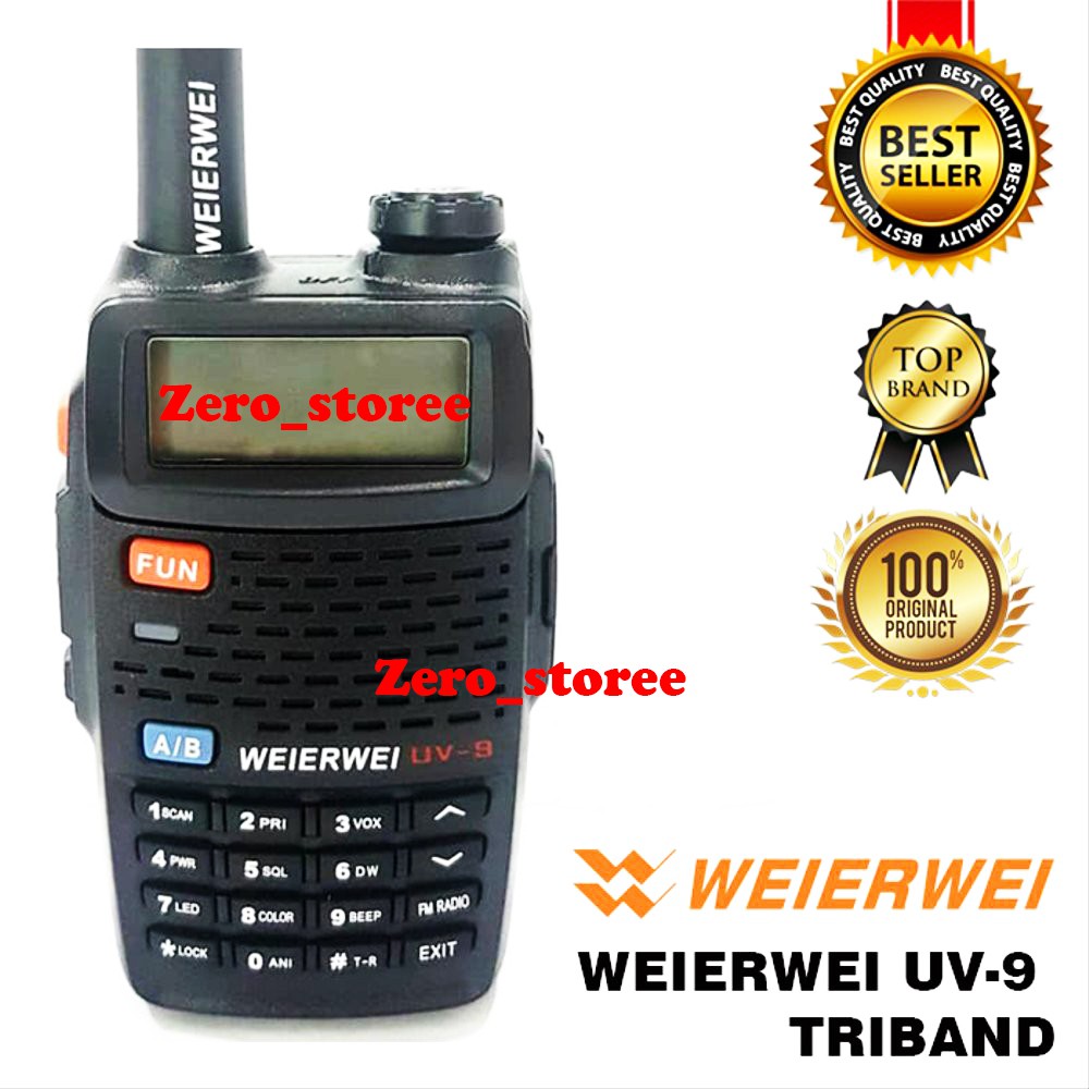 Jual HT Weierwei UV-9 HT Triband VHF UHF 3 frekuensi Handy Talky HT Weierwei UV9 UV 9 | Shopee ...