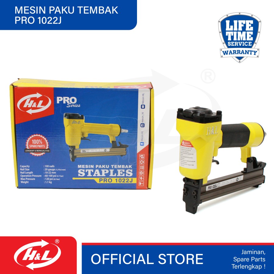 Jual H&L Air Staples 1022J / Staples Stapler alat Tembak Paku U / tipe ...