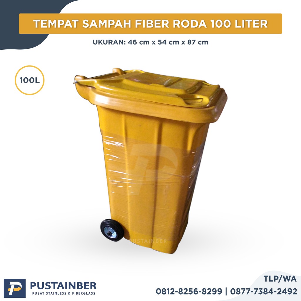 Jual Tempat Sampah Fiber Besar Roda Kapasitas 100 Liter, Tong Sampah, Dustbin Beroda Ukuran ...