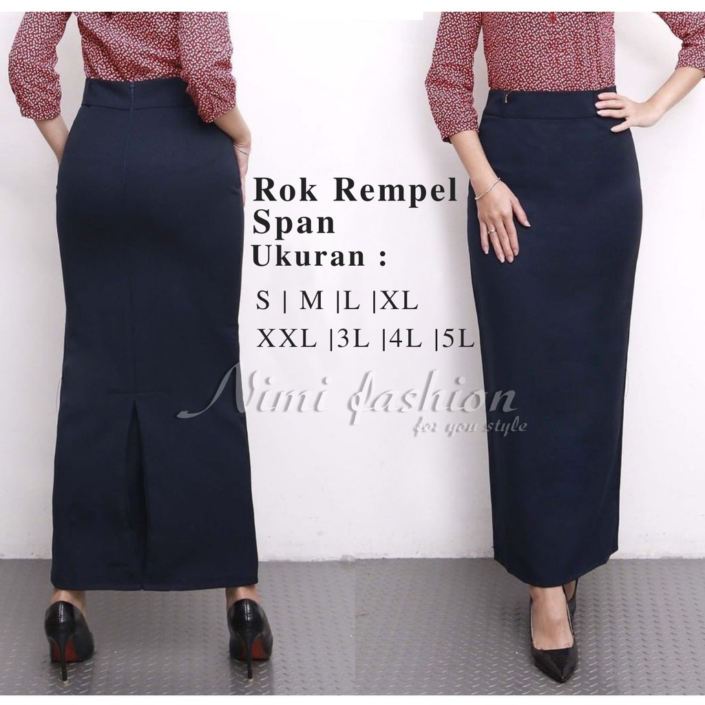 Jual NIMI - Rok Kerja Wanita Panjang Span Rempel Belakang Rok Hitam Kantor | Shopee Indonesia