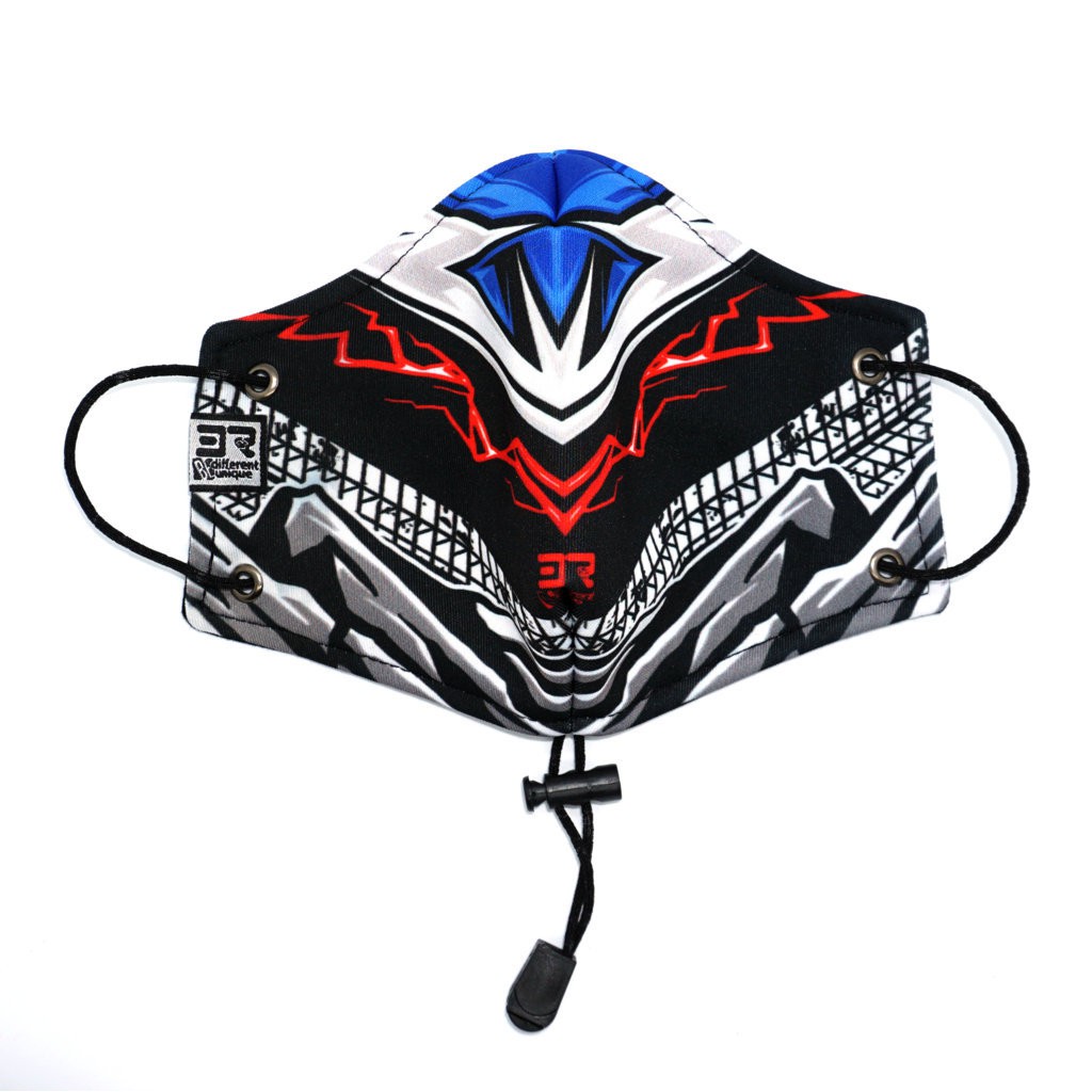 Jual MASKER KAIN PRINT NON MEDIS 3PLY MOTIF BLUE RED ( DUA MUKA ...