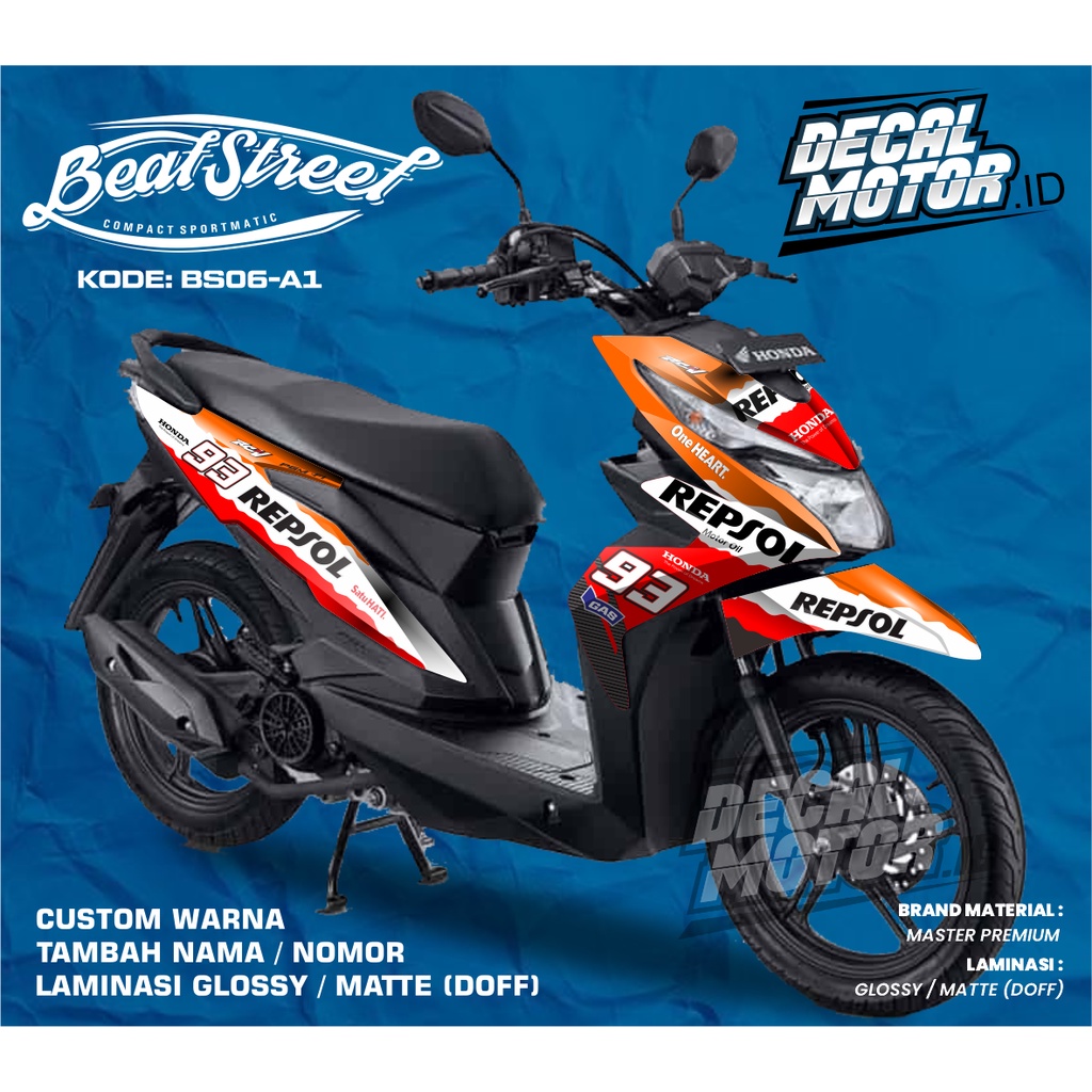 Jual Decal Beat Street Old Full Body -Stiker Honda Beat Street 2016 2019 Desain REPSOL - BS ...