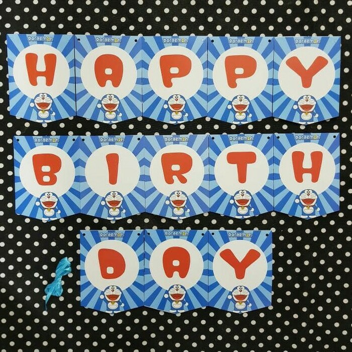 Jual Banner Flag Happy Birthday Doraemon / Banner Happy Birthday ...