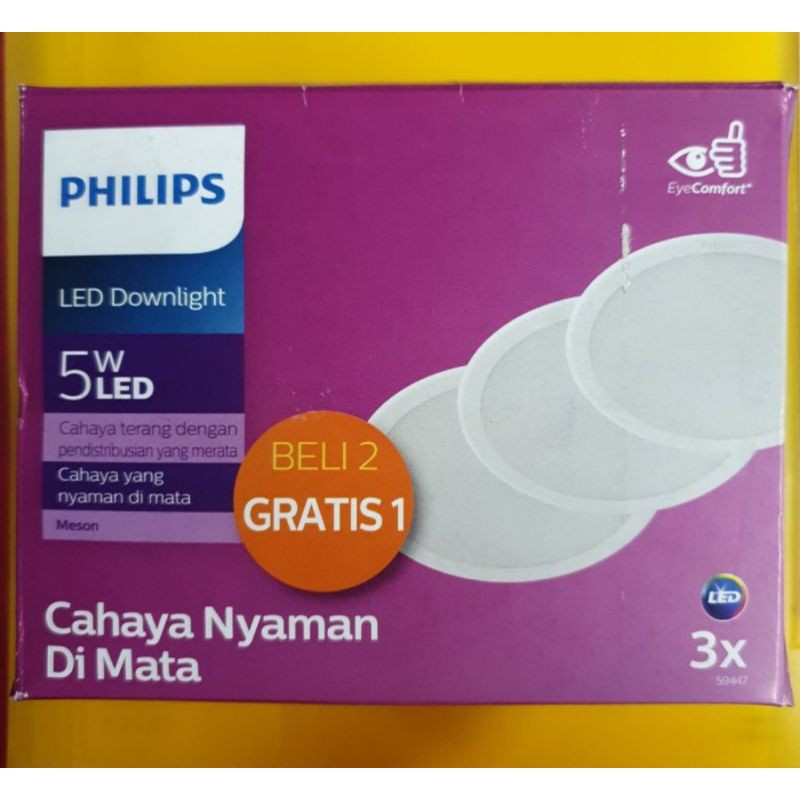 Jual paket set meson 5w 5 watt philips downlight led panel ceiling ...