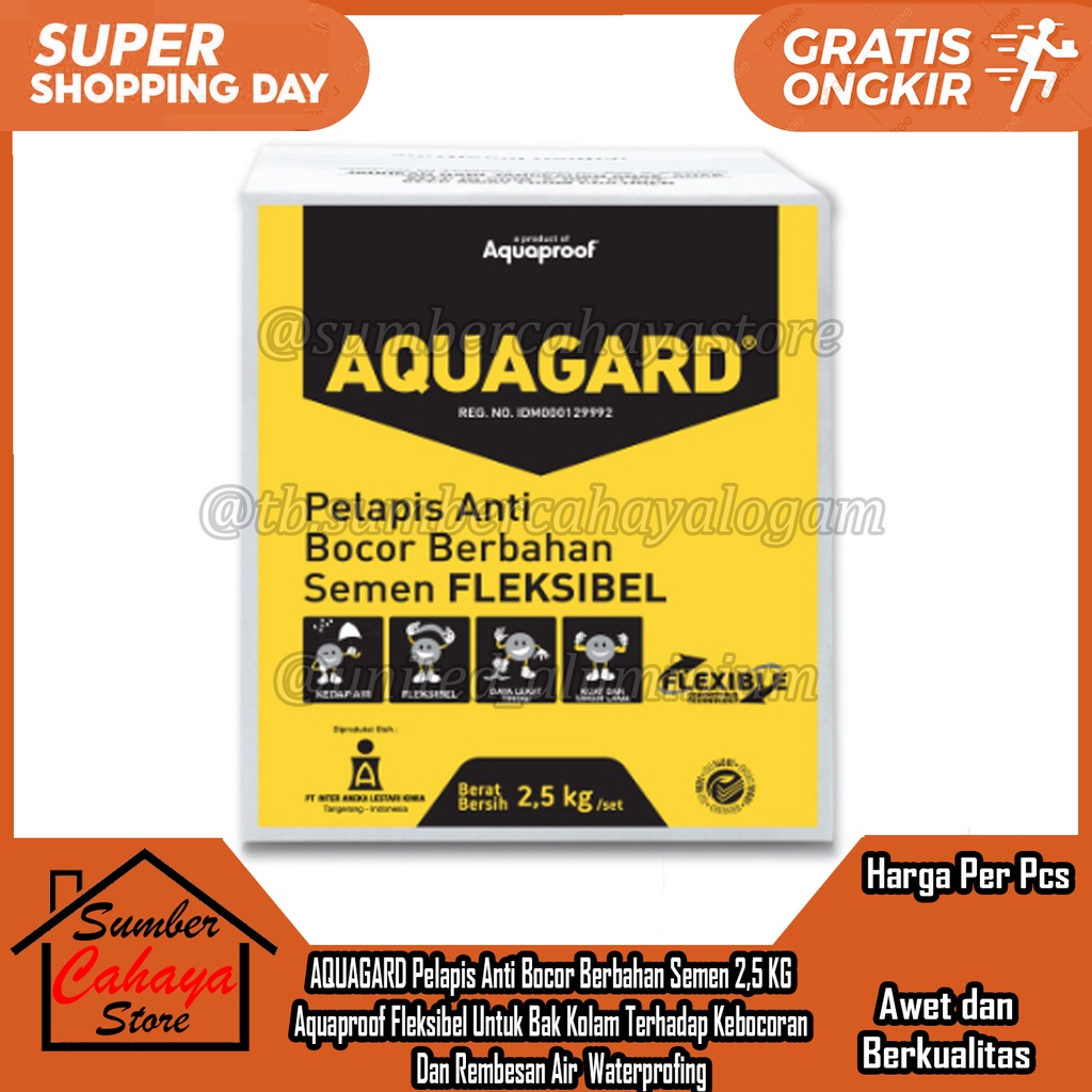 Jual AQUAGARD Pelapis Anti Bocor Berbahan Semen Polimer 2,5 KG 2,5KG ...