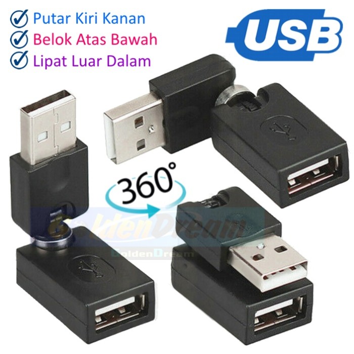 Jual Flexible USB Adapter 360 Derajat Swivel Converter Belok Putar ...