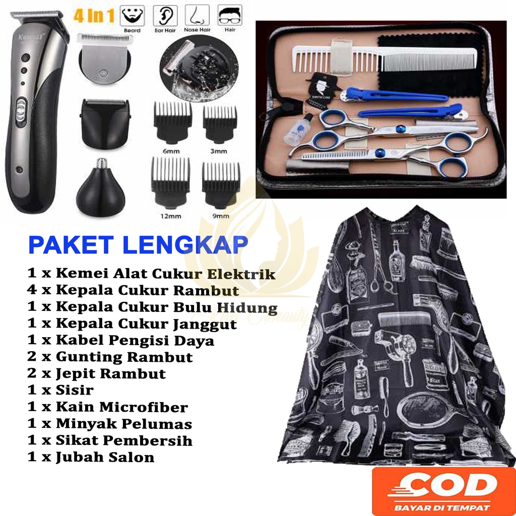 Jual [COD] Paket Alat Cukur Elektrik Gunting Rambut Gunting Sasak Set Potong Rambut Lengkap ...