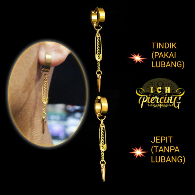 Jual anting tindik dan jepit model peniti bandul gold ala Korea ...