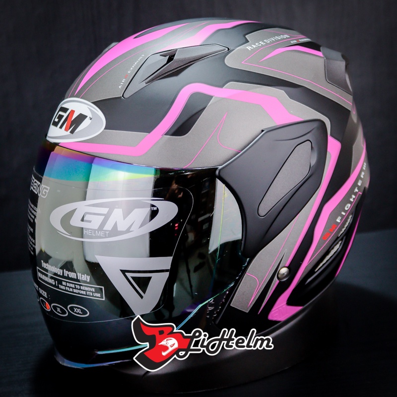 Jual HELM GM FIGHTER GV2 BLACK PINK DOFF | HALF FACE HELMET SNI ...