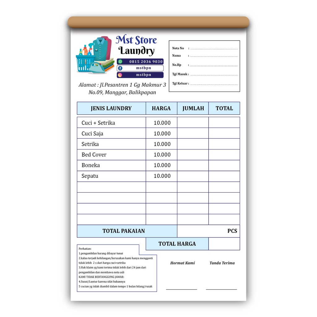 Jual Nota Laundry Custom | Shopee Indonesia