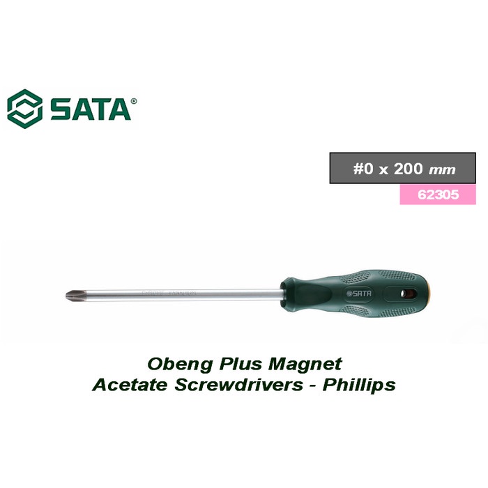 Jual Obeng Plus #0 x 200mm Acetate Screwdriver-Phillips 62305 SATA ...