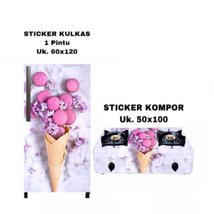 Jual Stiker Kulkas 1 Pintu Set Kompor Motif Ice Cream Buket Ungu SA ...
