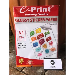 Jual TAB SHOP - EPRINT GLOSSY STICKER PHOTO PAPER A4 135 GSM 20 SHEETS ...