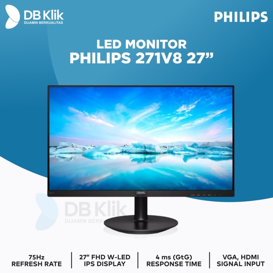 Jual LED Monitor Philips 271V8 27Inc IPS 75Hz Full HD HDMI DP - 271V8-70 | Shopee Indonesia