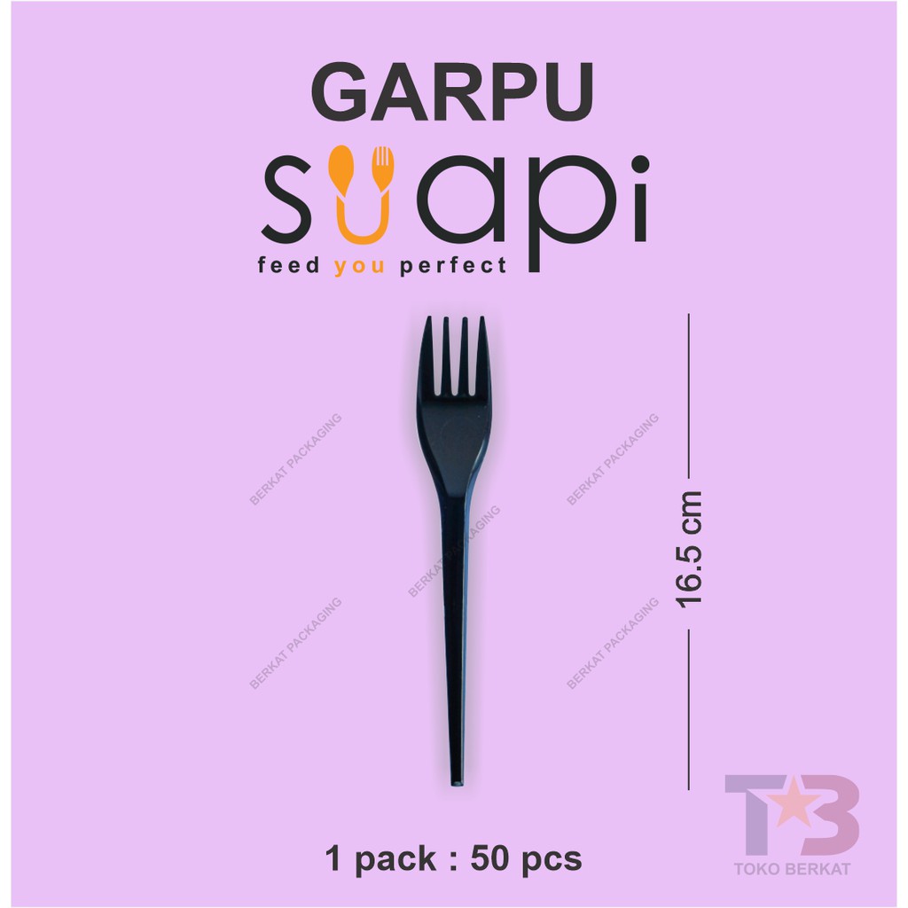 Jual Garpu Makan SUAPI HITAM ISI 50bj / Garpu Plastik Panjang / Garpu ...