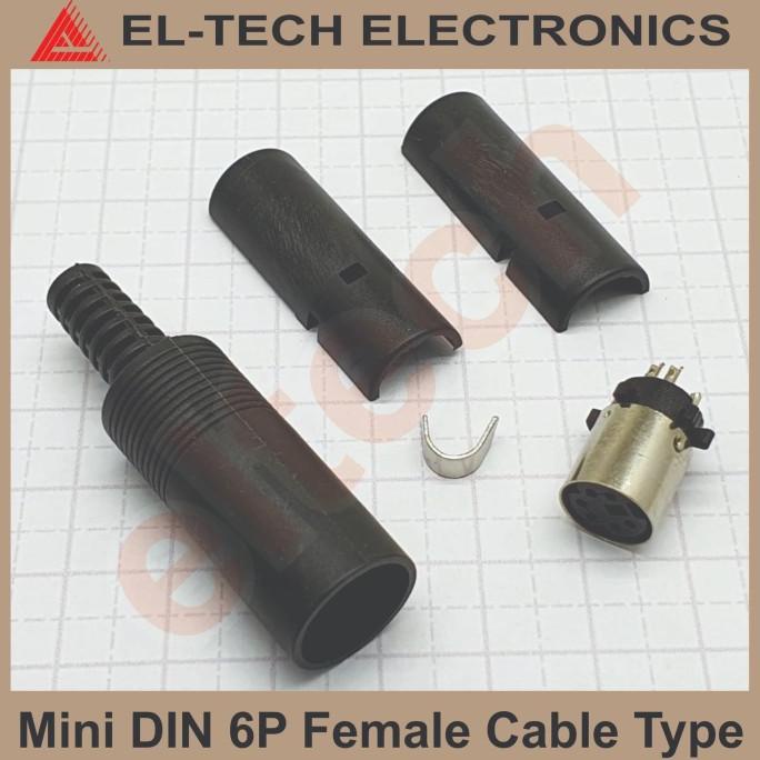 Jual MINI DIN 6 6P 6Pin P Pin Female Connector Konektor PS2 Cable Kabel ...