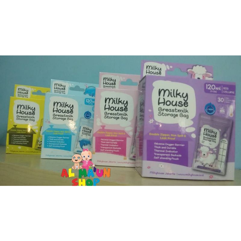 Jual KANTONG ASI Merek Milky House Breast Milk Bags ukuran 120 ml with Thermal Sensor (isi 30 ...