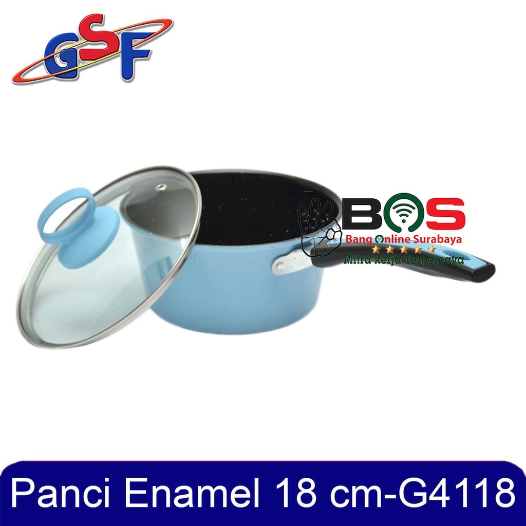 Jual Panci Susu Tutup Kaca Panci Enamel GSF-4118 GSF 4118 Sauce Pan GSF ...