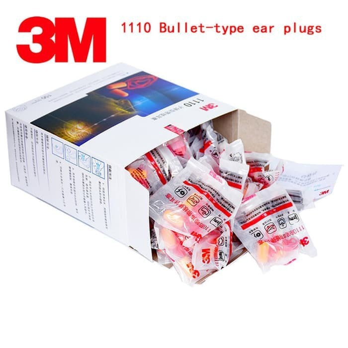 Jual 3m 1110 ( 1 Box 100 Set ) Ear plug 1110 Earplug 1110 Pelindung Telinga Peredam Suara ...