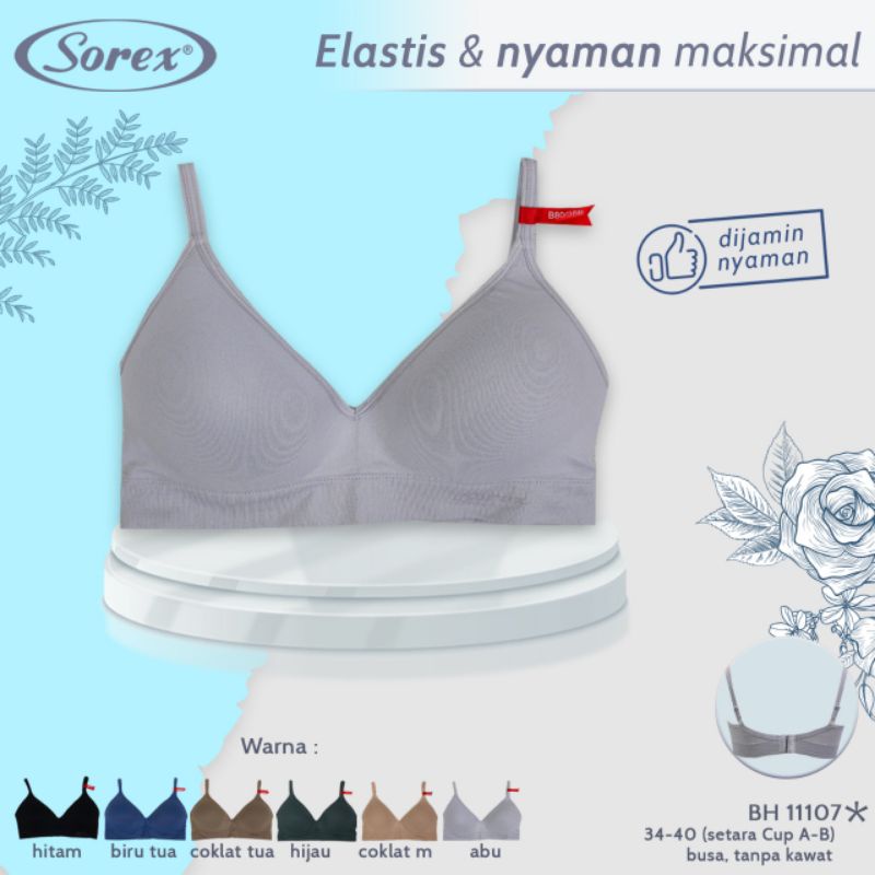 Jual Bh Sorex 11107 | Bra Sorex Tanpa Kawat Busa Tipis Kait 2 | Shopee Indonesia