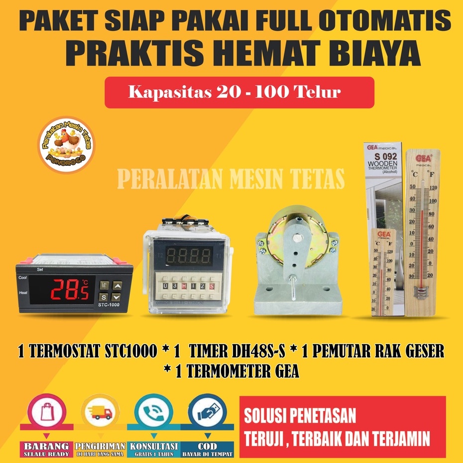 Jual Paket Full Otomatis Rak Geser Thermostat STC1000 Thermo-Hygrometer Mesin Tetas Telur Full ...