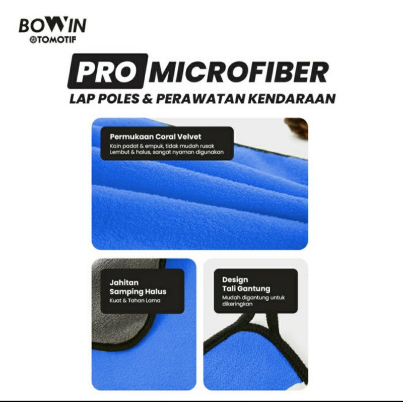 Jual Bowin Pro Lap Microfiber 25 x 25 cm Halus Original | Shopee Indonesia