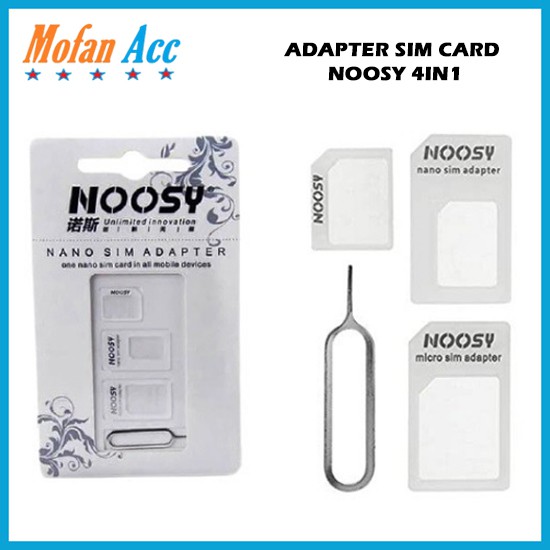 Jual Adapter Sim Card Noosy 4IN1 Nano Micro Pin Jarum Dudukan Kartu ...