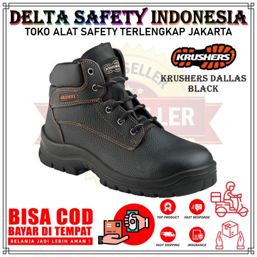 Jual Sepatu Safety Shoes Krushers Dallas Black Original Sepatu Safety ...