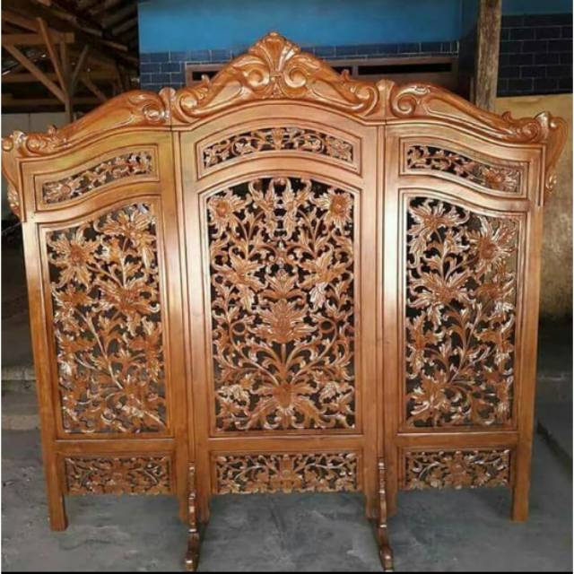 Jual Sketsel Partisi Penyekat Ruangan Ukir Kayu Jati Jujur Barokah ...