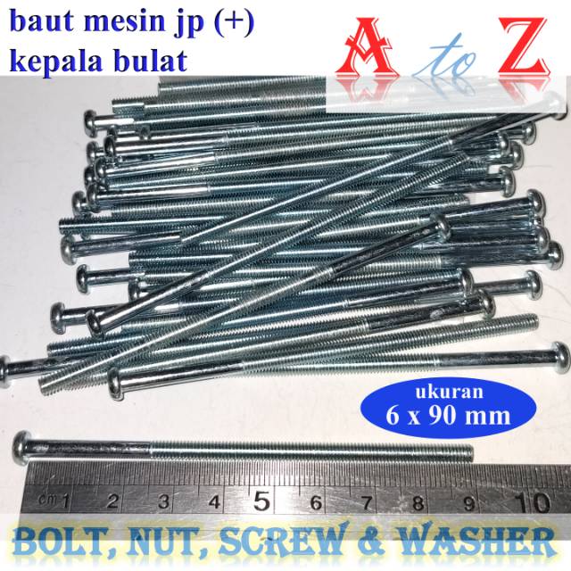 Jual Baut mesin jp (+) 6x90mm (100pcs)/machine screw/sekrup mesin jp ...