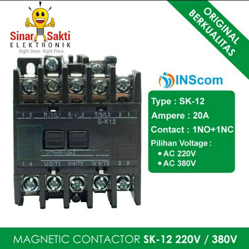 Jual Magnetic Contactor SK-12 220 volt 220V AC Kontaktor SK 12 220VAC ...