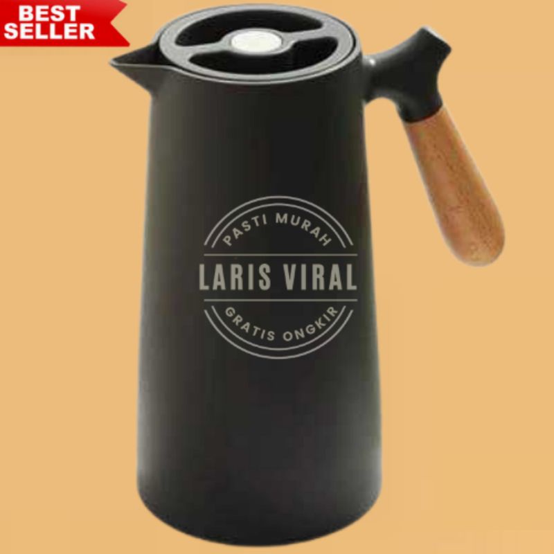 Jual Termos Teko Kaca Air Minum Panas Dingin Gagang kayu Aestetik Model ...
