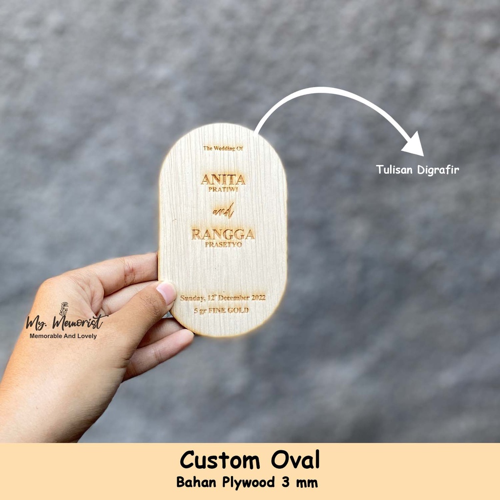 Jual Grafir Bahan Mahar Plywood Bentuk Oval hiasan kayu rustik mahar ...
