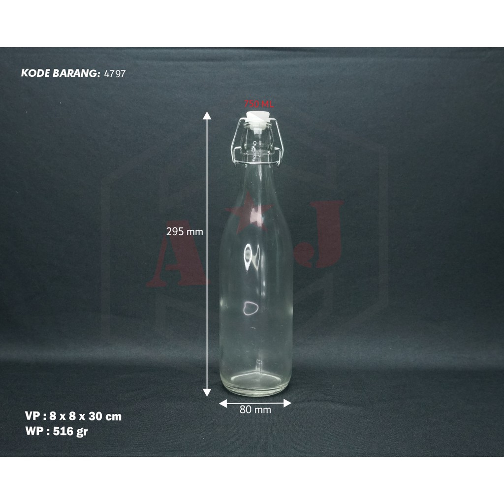 Jual Botol Kaca 750 ml Bulat Tutup Fleksibel | Shopee Indonesia