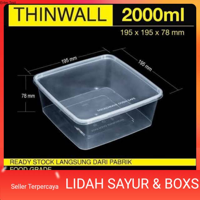 Jual Thinwall kotak makanan bento 2000ml ecer. Tupperware wadah plastik ...
