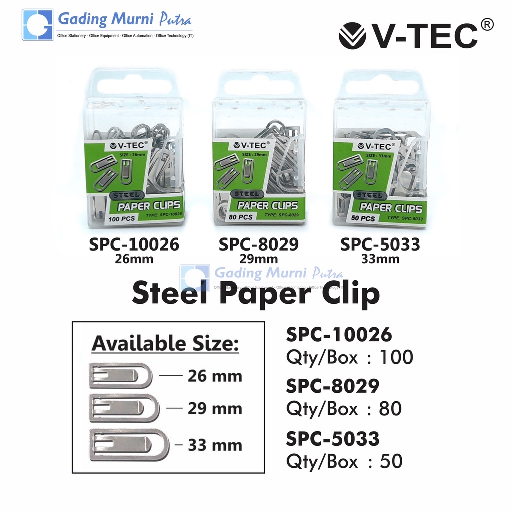 Jual Paper Clip / Klip Penjepit Kertas Besi STEEL V-TEC TYPE SPC ...
